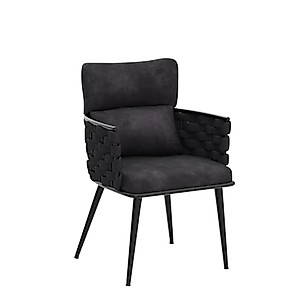 BFZ Mid-Century Modern Dining Chairs Set of 4, Handmade Woven Kitchen Chairs, Upholstered Velvet Dining Chairs with Metal Legs for Kitchen, Dining Room, Living Room