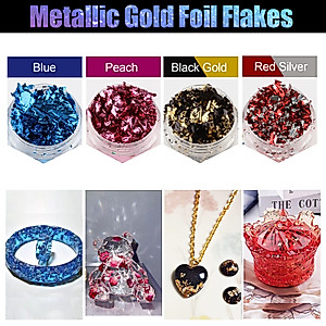 Gold Flakes for Resin, 30 Colors Metallic Foil Flakes, Colored Gilding Flakes Craft Foil with Tweezers for Resin, Nail Art, Jewelry Making, Candle Molds & Painting