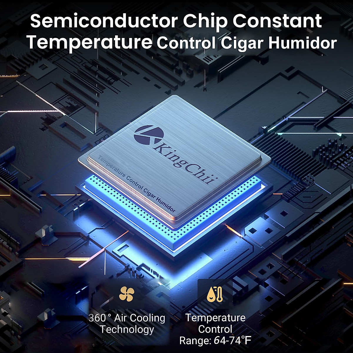 KingChii 23L Electric Cigar Humidors, Temperature Control Cabinet with Spanish Cedar Wood Shelves & Drawer Hygrometer Gifts for Men (150 Counts Capacity)