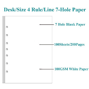 Mini Binder Blank Filler Paper for 3 or 7 Ring Binders - 100 Sheets/200 Pages Loose Leaf Paper Blank Refills, Desk Size 4, 100gsm Blank Paper, 5.8" x 8.5"