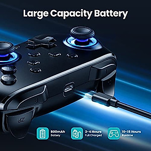 VOYEE Switch Controllers Wireless, Compatible with Switch Pro Controllers for Switch/Switch Lite/OLED/PC, One-Key Pairing Gamepad with 9-Color RGB LEDs 1000mAh Battery 6-Axis Motion Wake Up Function