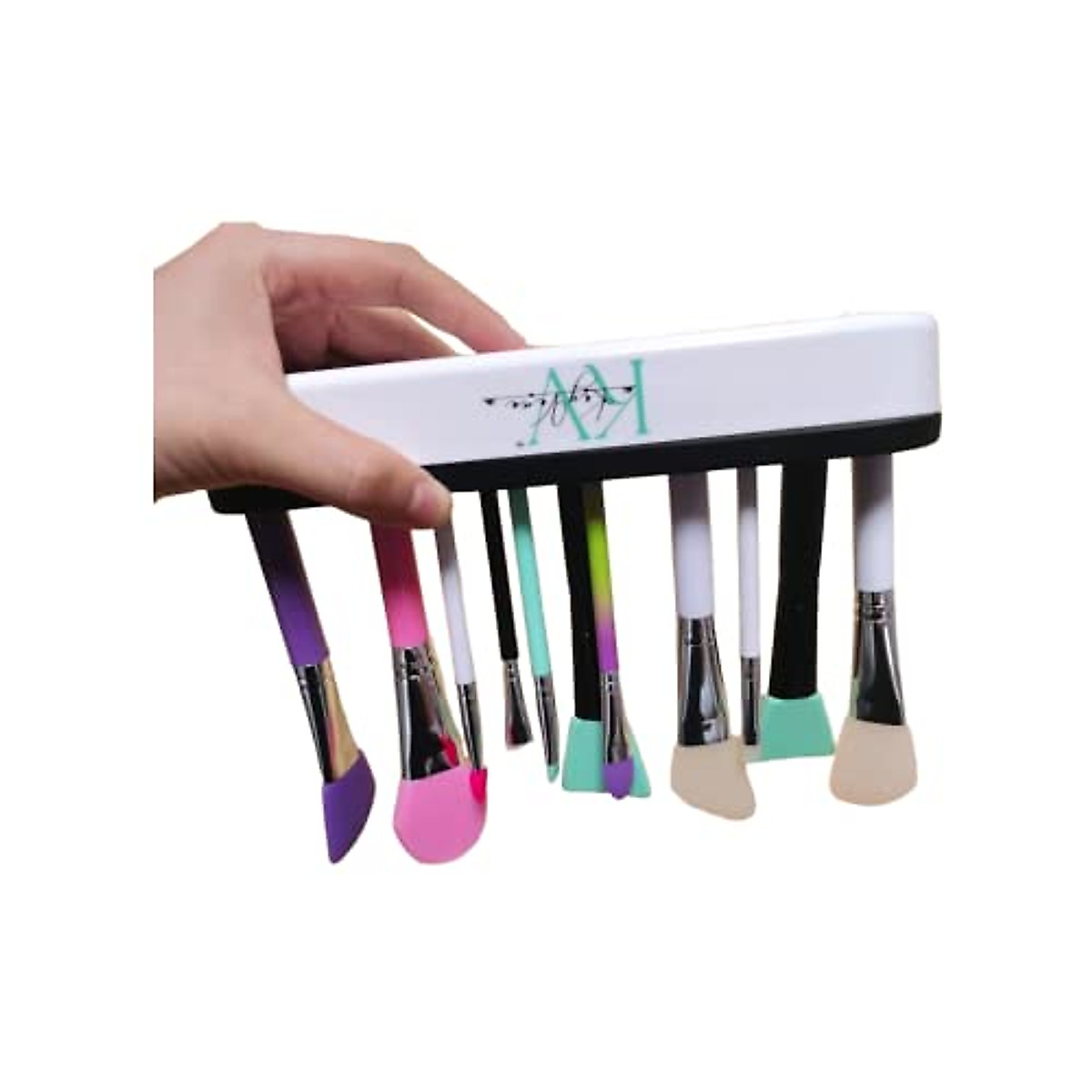 KAYVANA 2pack Silicone Makeup Brush Holder Cosmetics Display Art Supply and Craft Tool Caddy Office Supply and Desktop Organizer (Black)