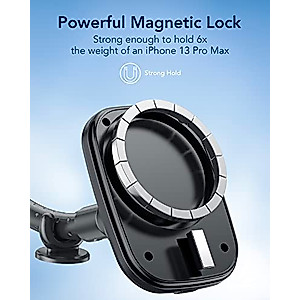 Magnetic Wireless Car Charger, TERYTH Fast Charging 360° Adjustable Auto Alignment Windshield Dashboard Phone Car Charging Mount Compatible with iPhone 14/14 Plus/14 Pro/14 Pro Max and 13/12 Series