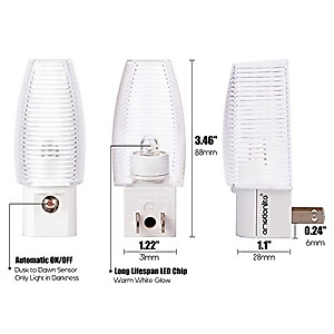 Emotionlite Plug in Night Light, Warm White LED Nightlights, Dusk to Dawn Sensor, Kids, Nursery, Bedroom, Bathroom,Hallway, Stairs, Kitchen, UL Listed, 4 Pack