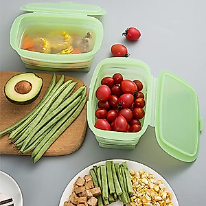 Cozihom Silicone Collapsible Refrigerator Food Storage Box with Lid, Food Storage Container, Space Saving, Microwave/Freezer/Dishwasher Safe