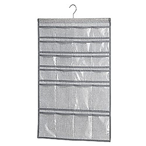 mDesign Soft Fabric Over Rod Hanging Storage Organizer with 48 Pockets for Child/Baby Room, Nursery, Playroom - Metal Hooks Included - Textured Print - Gray