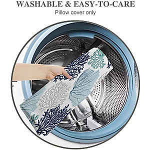 Beach Theme Body Pillow Cover,Nautical Blue Coral Ocean Marine Coastal,Long Pillow Case Protector with Zipper Decorative Soft Rectangle Bed Pillowcases for Bedroom,Couch,Home Gifts 20"x54",Teal Blue