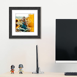 VMUZEDER 8x8 Picture Frame Rustic Black Wood Set of 6,Display Pictures 5x5 with Mat or 8x8 Without Mat,Multi Photo Frames Collage for Wall or Tabletop Display