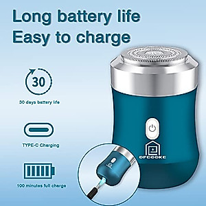 Opdooke Mini Electric Razor,Wet Dry Electric Shavers for Men Women,30 Day Battery Life,Powerful Men's Shaver Used for face Chest Leg Shaving,Travel Size Toiletries for Travel Car Home,Blue