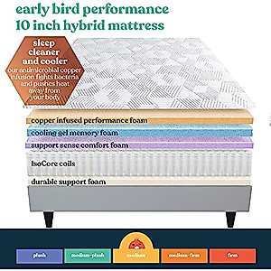 EARLY BIRD Performance 12 Inch Hybrid Mattress, Full, Cooling Copper Infusion