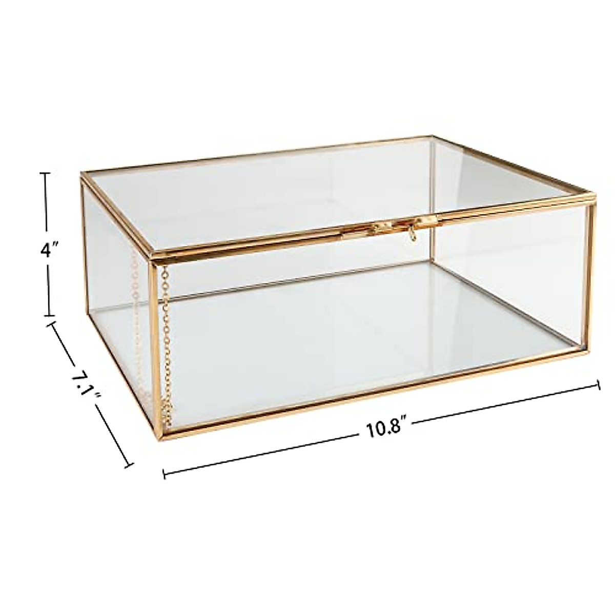 Vetoo 10.8” Card and Gift Holder Gold Glass Cards Box with Hinged Lid, Wedding Card Boxes for Reception,Graduation,Gift Cards,Party,Baby Shower,Jewelry,Photo.