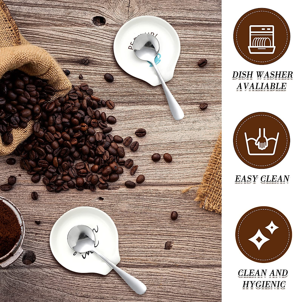 4 Pieces Coffee Spoon Rest and Spoon Small Teaspoon Holder Ceramic Coffee Spoon Holder Rests for Coffee Station Decor Stove Top Countertop Kitchen Accessories Nice Present for Coffee Lovers