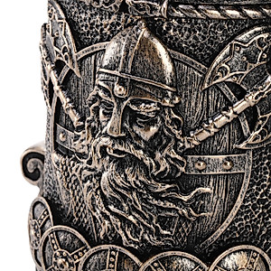 ZENFUN Noric Viking Ship Dragon Beer Mug, 18/8Stainless Steel Drinking Tankard, 17 OZ Wine Coffee Cup, Norse Mythology Poetic Decor Beer Mug, Great Gift for Men