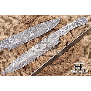 HUNTEX Unique Custom Handmade Hand-Forged Twist Pattern Damascus Steel 13 Inch Long Full Tang Razor Sharp Hunting Blank Blade Neck Sticker Knife