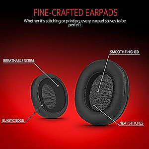 Krone Kalpasmos Premium Replacement ATH M50X earpads, Audio Technica Headphone Covers Fit ATH M50 M40X M40 M35 M30 MSR7, Large Oval Pads for ATH M-Series, Softer and Thicker Memory Foam Ear Cushions