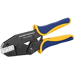 haisstronica Crimping Tool For Heat Shrink Connectors-AWG 22-10 Ratchet Wire Terminal Crimper-Ratcheting Crimper Tools-Available For Insulated Nylon Connectors and Electrical Wire Connectors HS-8327