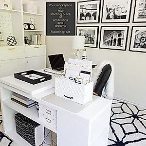 White Mail Organizer - Desktop Mail Holder - Office Desk Organizers Storage with Drawer - Paper File Folder Desk Organization - Desk Accessories & Workspace Organizers by Blu Monaco