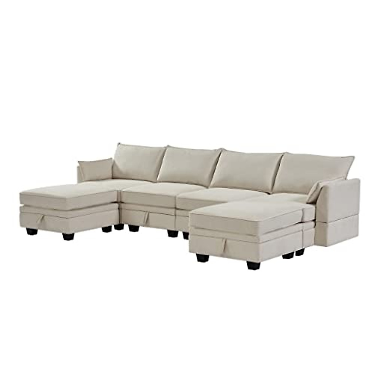 YEBDD Large U-Shape Modular Sectional Sofa, Convertible Sofa Bed with Reversible Chaise for Living Room,