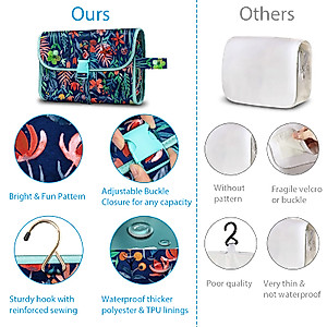 Fintie Portable Toiletry Cosmetic Travel Bag, Large Water Resistant Hanging Makeup Organizer Storage Pouch Case for Women Girls (Jungle Night)