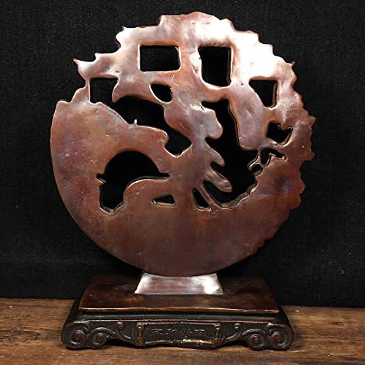 11" Tibetan Temple Collection Old Bronze Cinnabar mud Gold Home and Everything Gather Fortune Screen Ornament Exorcism Town House