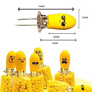 Fumiko's Unique Corn Holders for corn on the cob - 10 PCS/5 corn cob holders set, Fun Faces, interlocking corn holder set making your corn on the cob experience even more entertaining