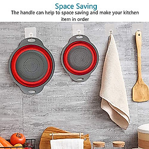 Collapsible Colander, 2 Pcs Silicone Kitchen Strainer Skimmer for Draining Pasta, Vegetable and Fruit