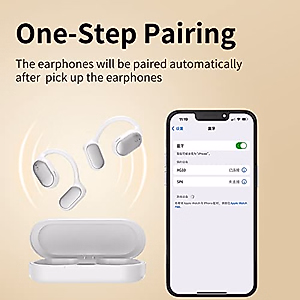 Open Ear Headphones Wireless Bluetooth Earbuds, Air Conduction Earbuds with Built-in Mic,Up to 30 Hours Playtime with Digital Display Charging Case,Waterproof Earphones for Android & iPhone - White