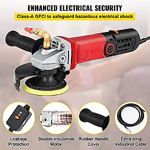 VEVOR Wet Buffer / Polisher, 6 Variable Speed 1100-5000 RPM Granite Polisher, Concrete Stone Buffing Machine with 4" & 5" Extra Diamond Polishing Pads, 7 Wet Grinding Discs for Granite Marble Stones