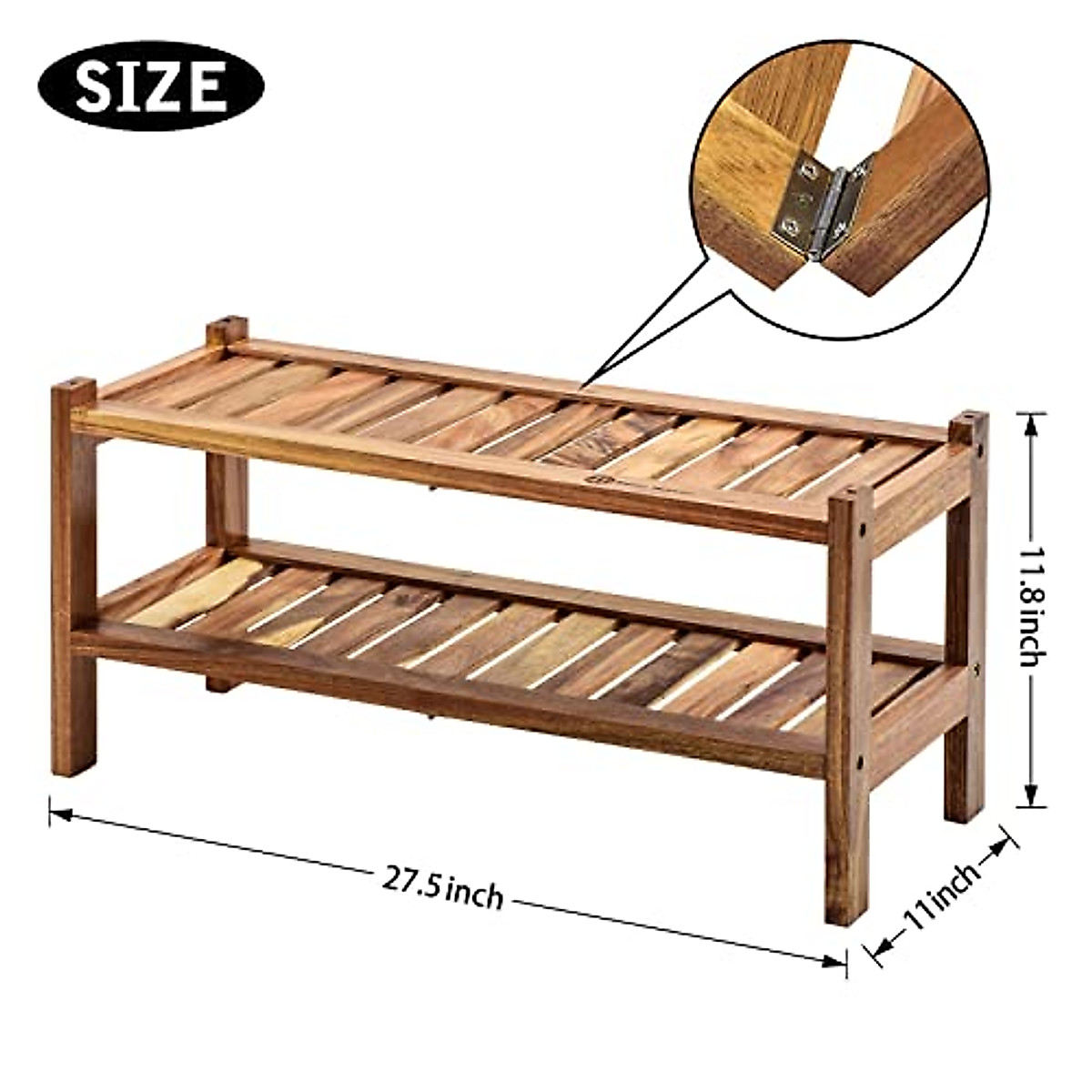 Bambu Masster Shoe Rack,100% Natural Acaia Wood Shoe Rack,Entryway Shoe Rack,Stackable,Small Shoe Rack,Shoes Rack,Shoe Stand Free Standing Shoe Racks.