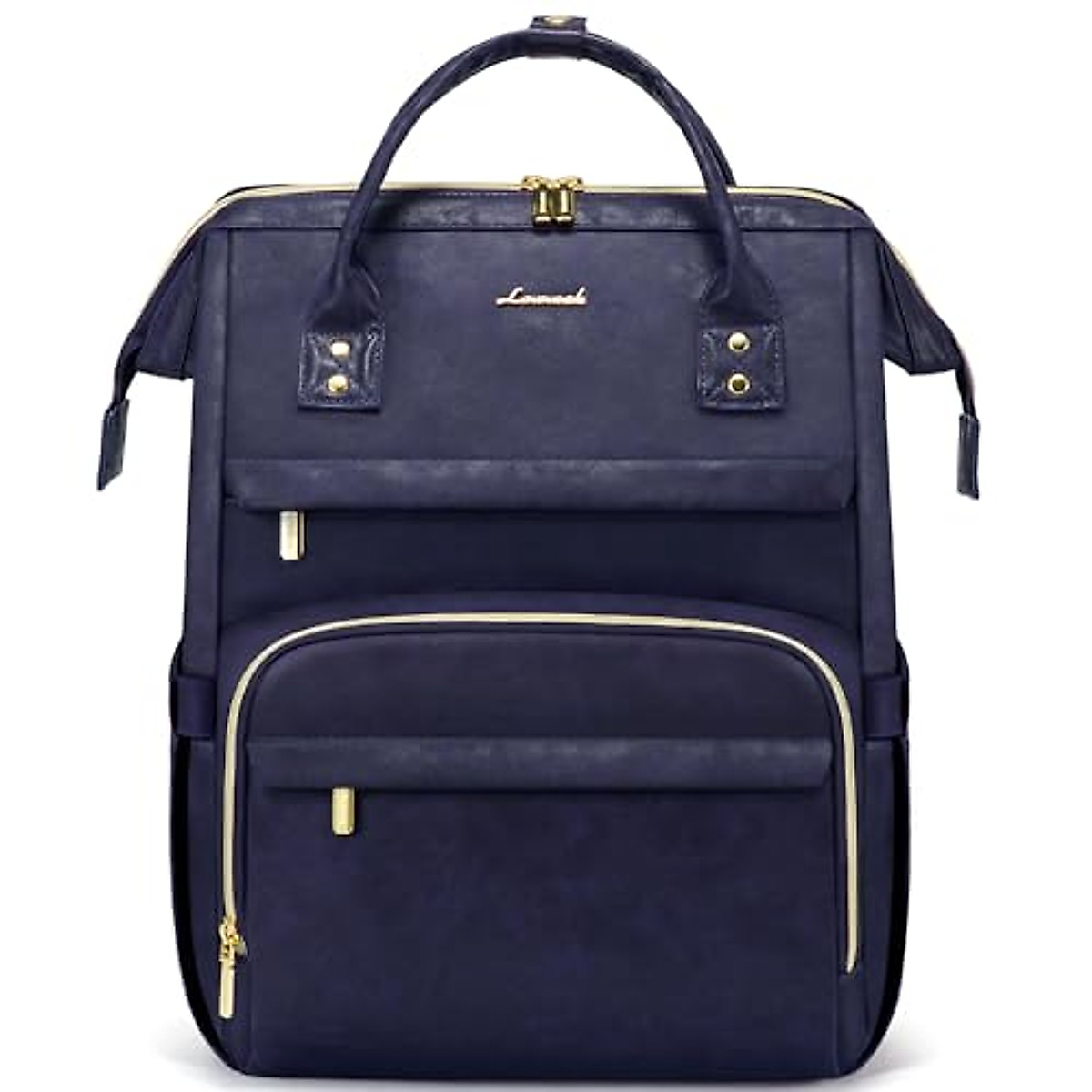 LOVEVOOK Vintage Leather Backpack for Women,17 inch Leather Laptop Backpack Women Teacher Nurse Work Travel Backpack Computer Laptop Bags,Professional Backpack Purse Tote Carry On Backpack,Indigo Ink