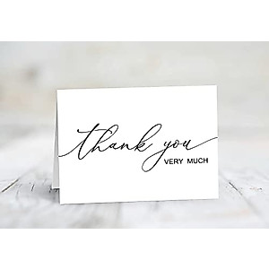 Thank You Cards with Kraft Envelopes & Stickers (Bulk 100-Pack), 5 x 3.75 Inch Minimalist Design Thank You Blank Notes for Engagement, Wedding, Baby Shower, Graduation, Bridal Shower, Business, Funeral (White)