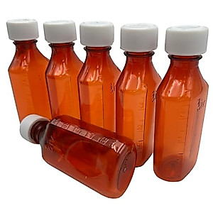 Sandhill Tools Graduated Amber Oval Medicine Bottles with Child Resistant Caps 4 Oz Travel Size Containers for liquids and Lotions (Pack of 12)