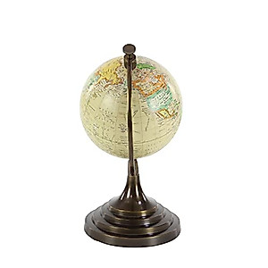 Deco 79 Aluminum Metal Globe, 9" x 8" x 16", Copper