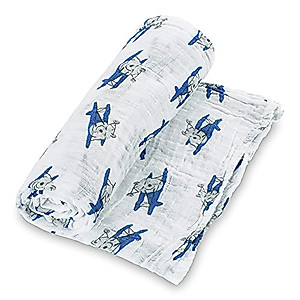 LollyBanks Muslin Swaddle Blanket for Baby Boy |Trucks, Airplanes, and Trains |100% Cotton |New Borns and Infants |Large 47 x 47 inches |Machine Washable