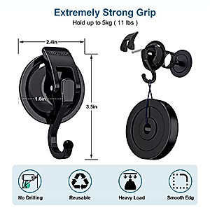 iRomic Heavy Duty Vacuum Suction Cup Hooks (4Pack),Black