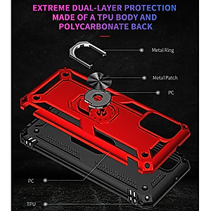 Yiakeng Samsung A03S Case, Galaxy A03S Case with HD Screen Protector, Military Grade Protective Cases with Ring for Samsung Galaxy A03S (Red)