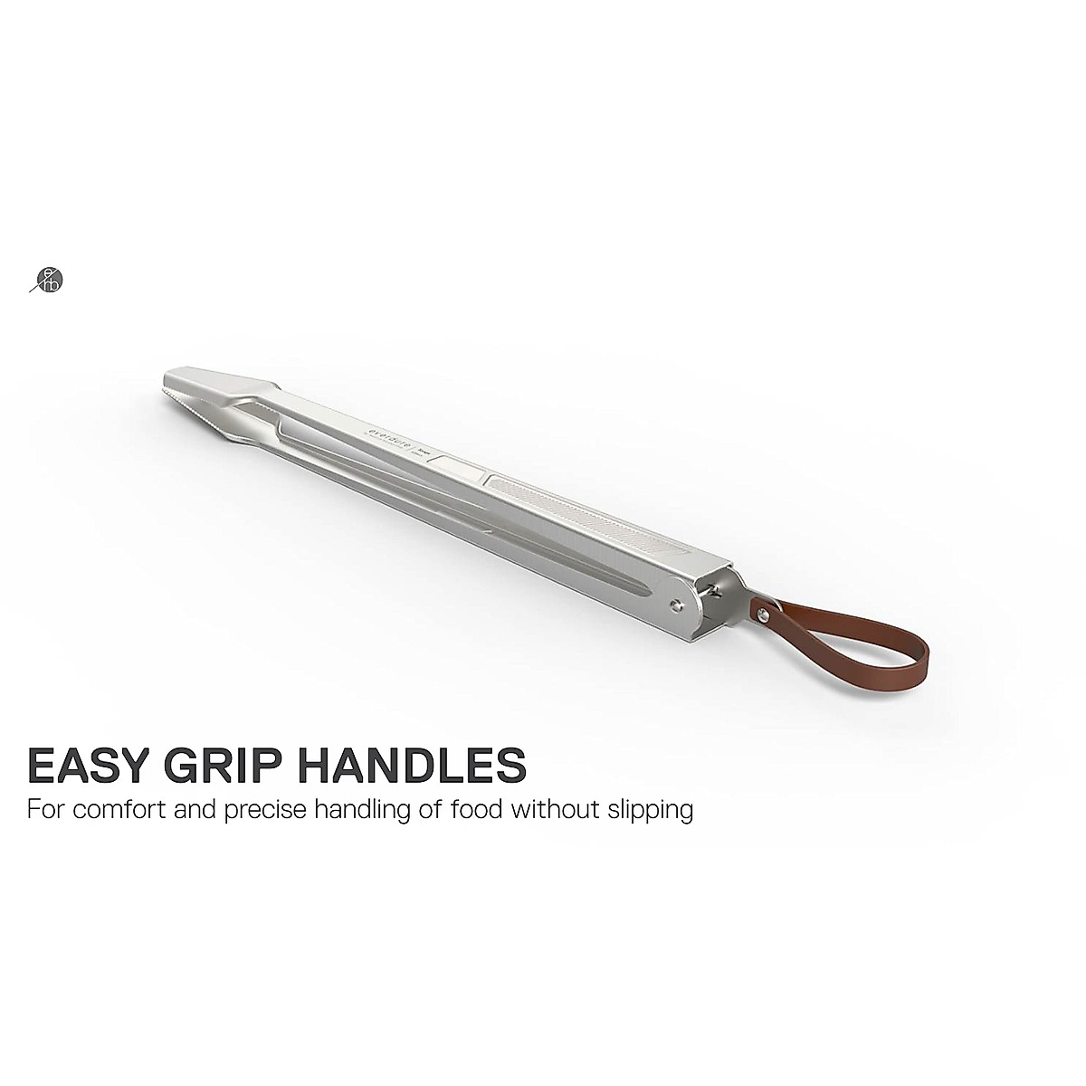 Everdure BBQ Tool Kit - 3 Pack, Brushed Stainless Steel Tongs, Spatula and Fork with Soft Grip Handles and Leather Straps, Barbeque Grill Accessories and Cooking Utensils Set