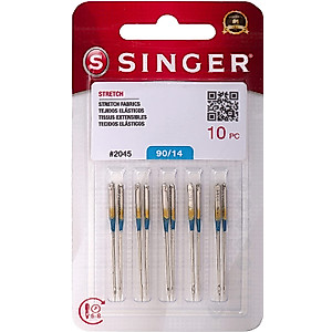 Singer 20 Counts :10-Pack Universal 2020 Sewing Machine Needles, Size 90/14 and Singer 10-Pack Stretch 2045 Sewing Machine Needles, Size 90/14 Bundle with Inceler Brand Plastic Bobbin