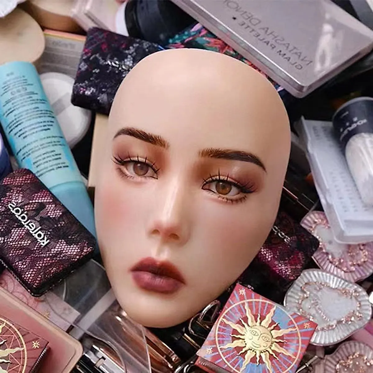 3D Reusable Makeup Practice Face, Silicone Makeup Mannequin Face for Beginners and Makeup Artists