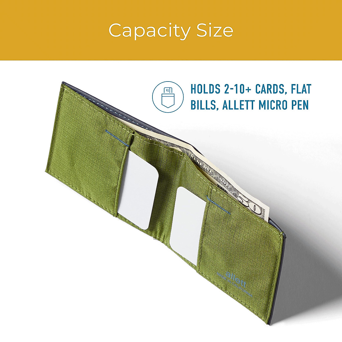 Allett Sport Wallet, Midnight Blue | Leather, RFID Blocking | Slim, Minimalist, Bifold Wallet, Thin, Front Pocket | Holds 2-10+ Cards, Bills | Wallets for Men & Women | Made in the USA