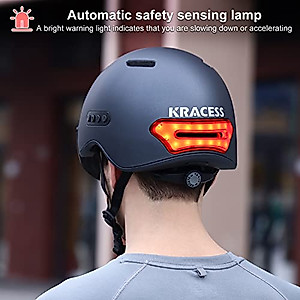 KRACESS Adult Bike Helmet Bluetooth Smart Helmet with Driving Recorder and LED Taillight Function for Urban Commuter Detachable Visor Mens/Womens Bike Helmet(Black)