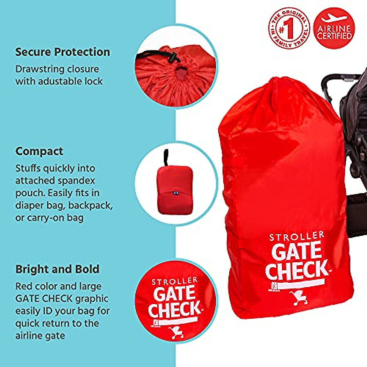 J.L. Childress Gate Check Bag for Standard & Double Strollers