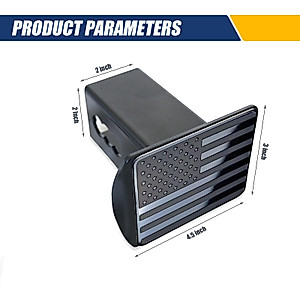 ZKFAR Pack-1 Trailer Hitch Cover, American Flag Plug Cover, Metal Rear Receiving Tube Cover, 2" Automotive Dust Plug, Protective Cover with Pin Bolt, Universal for Most SUVs, Trailers (Black)