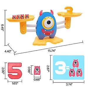 KANKOJO Monster Balance Cool Math Game for Age 3-5, Toddler Learning Resources Number Blocks Preschool Games, Kids STEM Montessori Educational Toys Gifts for 4 Year Old Boys Girls