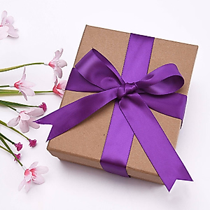 Livder Double Face Purple Satin Ribbon, 1 inch Wide 50 Yard Length (Purple)