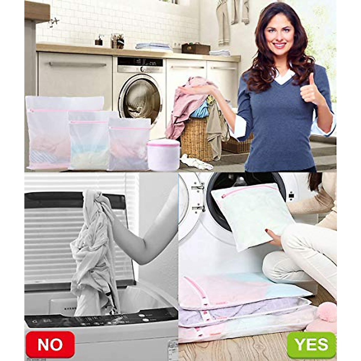 6 Pack Mesh Laundry Bags for Delicates with Zipper, Travel Storage Organize Bag, Various Sizes Clothing Wash Bags, Bra Wash Bag