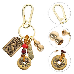 GALPADA Feng Shui Coins Gourd Keychain: Bring Wealth and Good Luck Keychain, Retro Chinese Keychain Decorative Pendant, 12 Zodiac Brass Keychain (Horse)