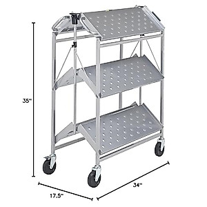 Master Grade 3 Tier Rolling Carts with Wheels, Thick Steel Utility Cart on Wheels, Storage Cart on Wheels (Grey)