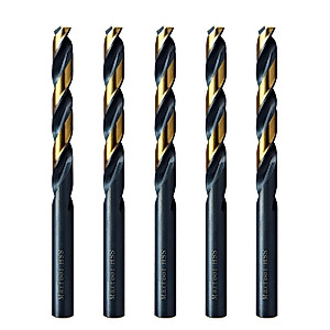MAXTOOL 5.0mm 5pcs Identical Jobber Length Drills HSS M2 Twist Drill Bits Metric Fully Ground Black & Bronze Straight Shank Drills; JBM02H10R050P5
