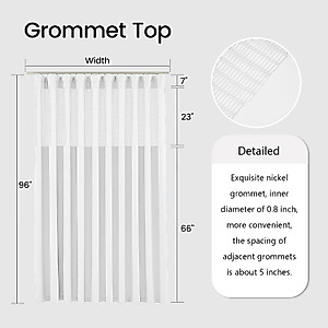 Hospital Privacy Partition Silver Grommet Curtain, Extra Wider Medical Privacy Curtain for Room Divider, Cubicle Divider Curtain for SPA Clinic Show Room(1 Panel,12ft Wide x 7ft Tall,White)